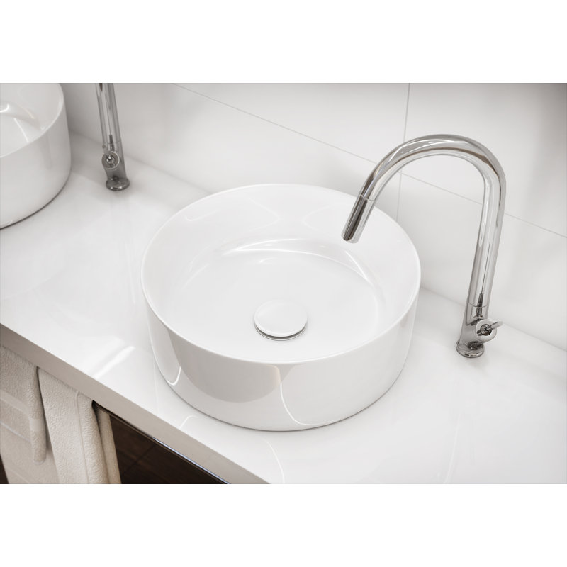 Cersanit 380mm L 380mm W White Ceramic Circular Countertop Basin Bathroom Sink | Wayfair.co.uk